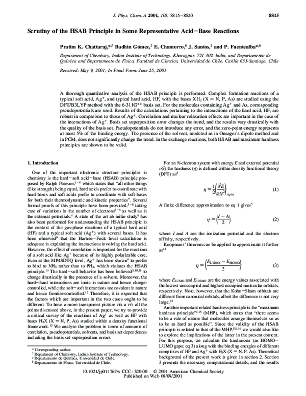 (PDF) Scrutiny of the HSAB Principle in Some Representative Acid−Base ...