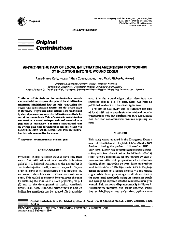 (PDF) Minimizing the pain of local infiltration anesthesia for wounds ...