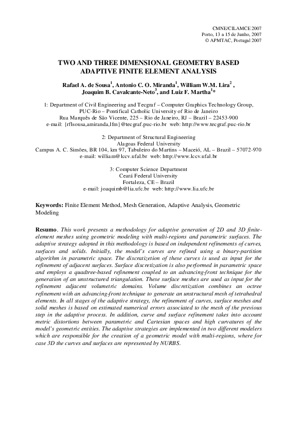 (PDF) TWO AND THREE DIMENSIONAL GEOMETRY BASED ADAPTIVE FINITE ELEMENT ...