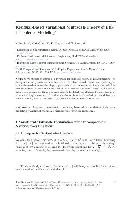 (PDF) Residual-Based Variational Multiscale Theory of LES Turbulence Modeling