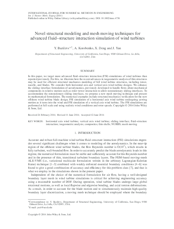 (PDF) Novel structural modeling and mesh moving techniques for advanced fluid–structure ...