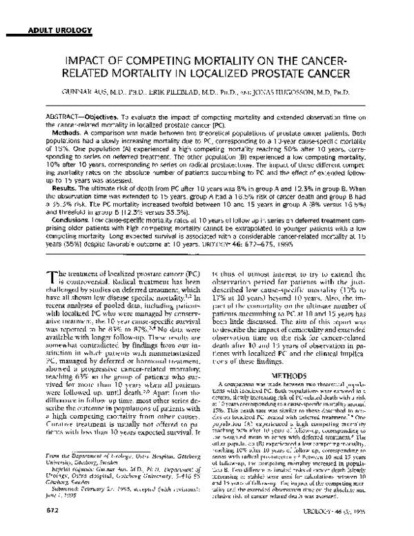 (PDF) Impact of competing mortality on the cancer-related mortality in localized prostate cancer