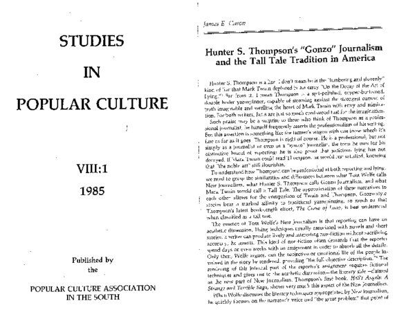 (PDF) Hunter S. Thompson’s “Gonzo” Journalism and the Tall Tale ...