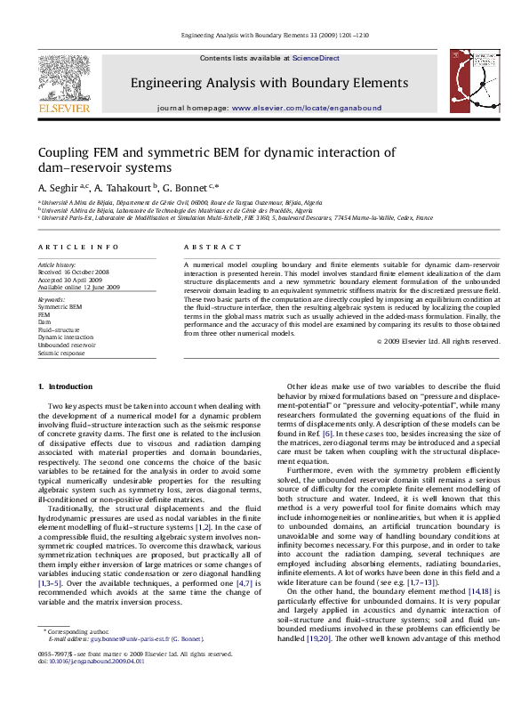 (PDF) Coupling FEM and symmetric BEM for dynamic interaction of dam ...