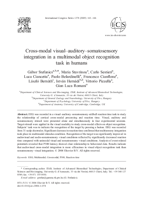 (PDF) Cross-modal visual–auditory–somatosensory integration in a multimodal object recognition ...
