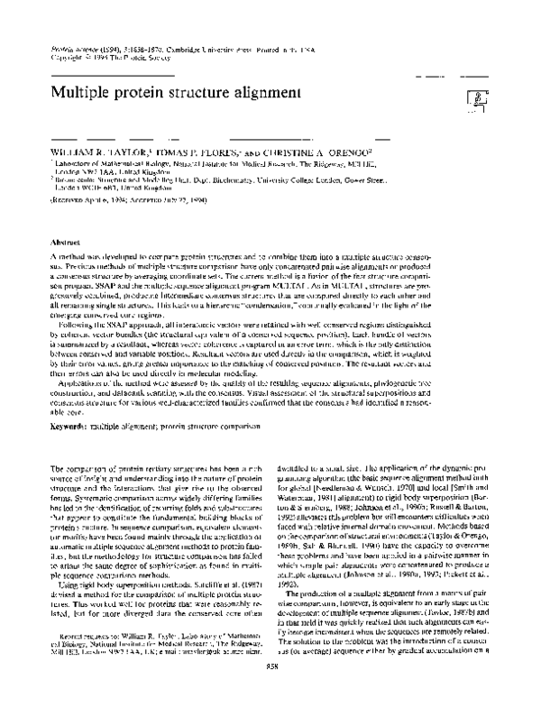 (PDF) Multiple protein structure alignment