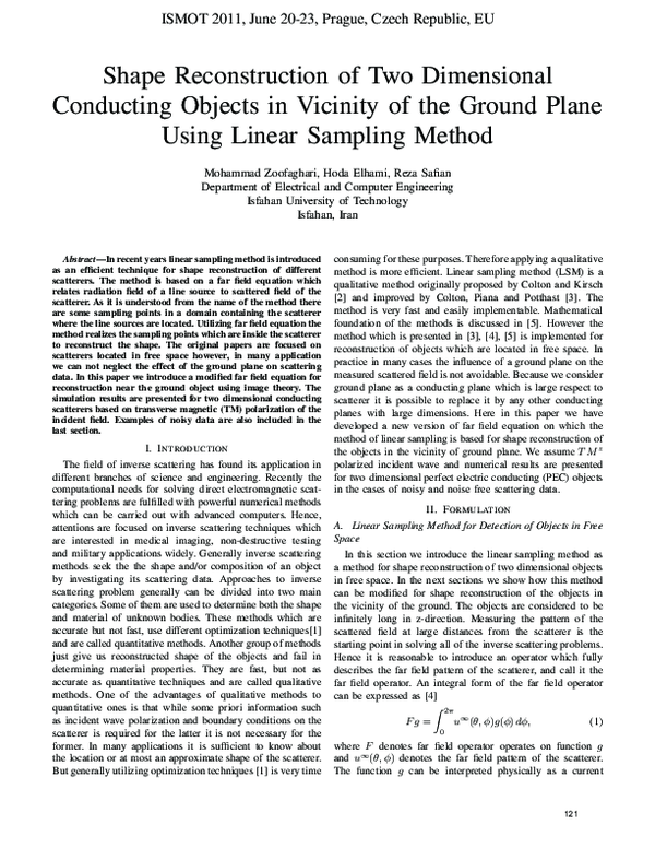 (PDF) Shape Reconstruction of Two Dimensional Conducting Objects in Vicinity of the Ground Plane ...