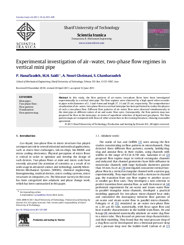 (PDF) Experimental investigation of air-water, two-phase flow regimes ...