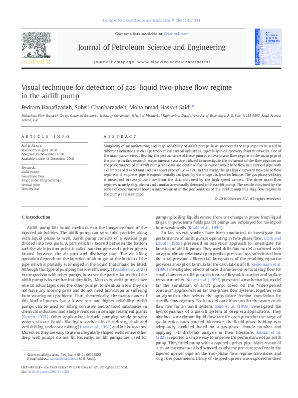 (PDF) Visual technique for detection of gas–liquid two-phase flow regime in the airlift pump