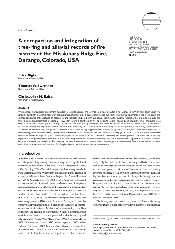 (PDF) A comparison and integration of tree-ring and alluvial records of ...