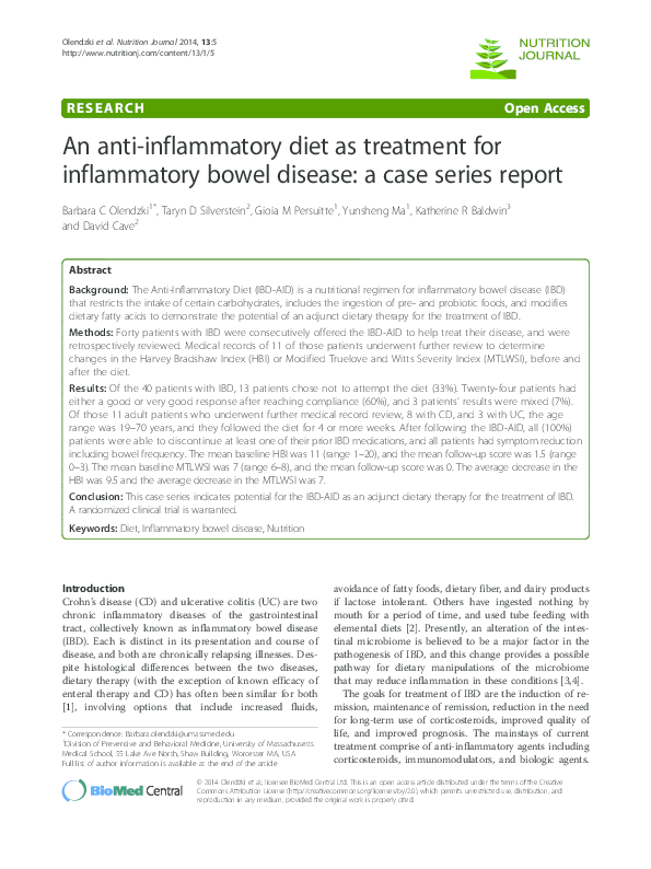 (PDF) An anti-inflammatory diet for Inflammatory Bowel Disease; the IBD-AID