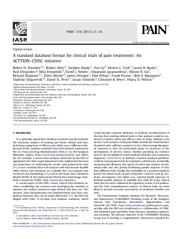 (PDF) A standard database format for clinical trials of pain treatments ...