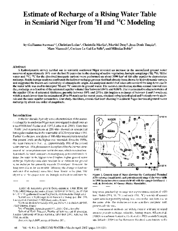 (PDF) Estimate of Recharge of a Rising Water Table in Semiarid Niger ...