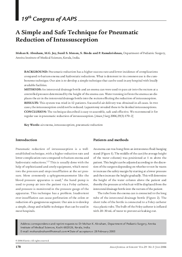 (PDF) A Simple and Safe Technique for Pneumatic Reduction of ...