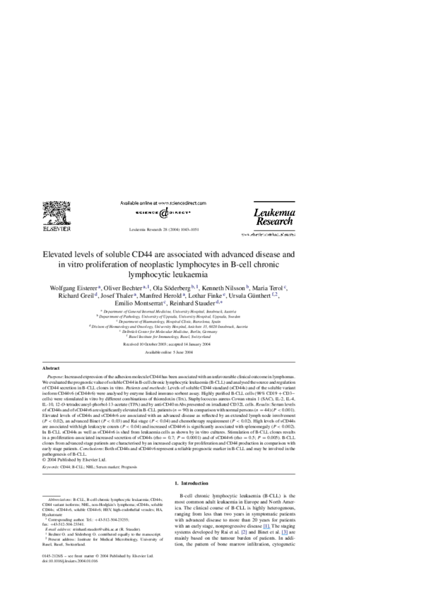 (PDF) Elevated levels of soluble CD44 are associated with advanced ...
