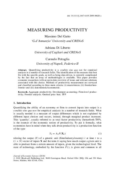 (PDF) Measuring Productivity