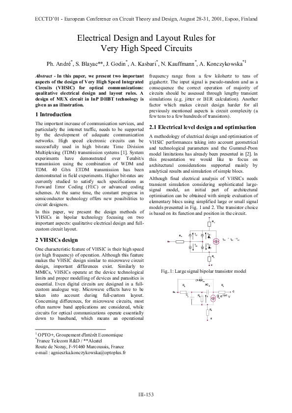 (PDF) Electrical design and layout rules for very high speed circuits