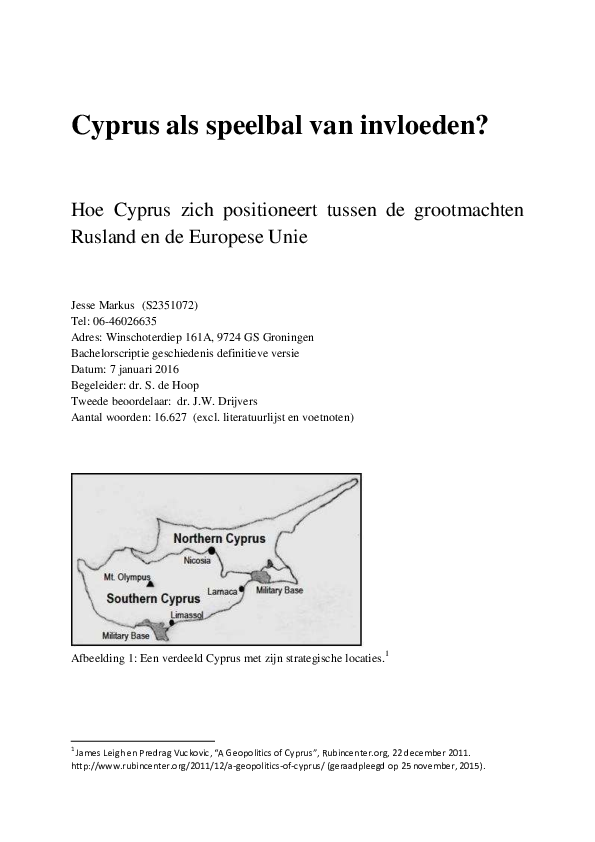 (PDF) Cyprus als speelbal van invloeden | Jesse Markus - Academia.edu