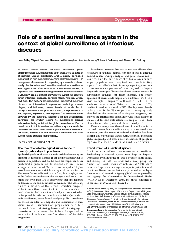 (PDF) Role of a sentinel surveillance system in the context of global ...