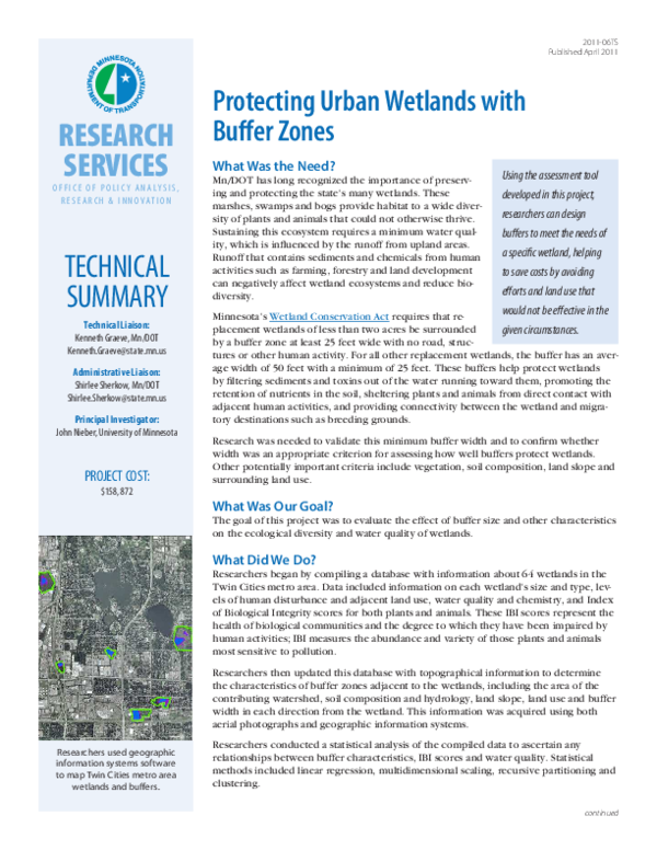 (PDF) Protecting Urban Wetlands with Buffer Zones What Was the Need