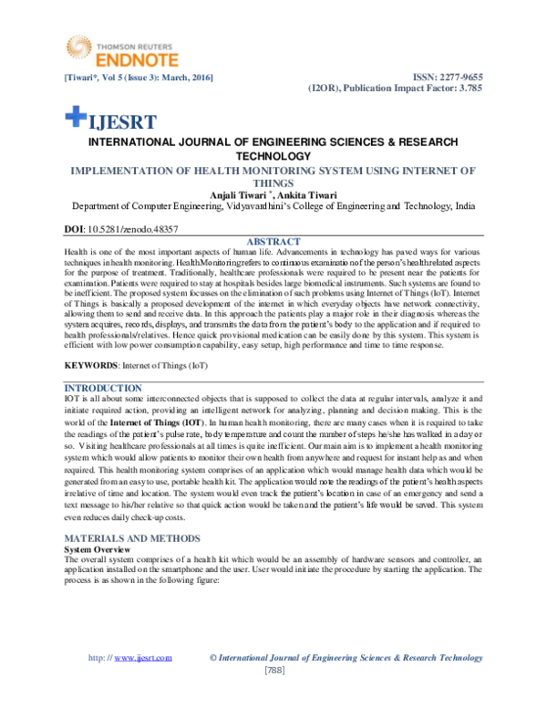 Pdf Ijesrt International Journal Of Engineering Sciences And Research Technology Implementation