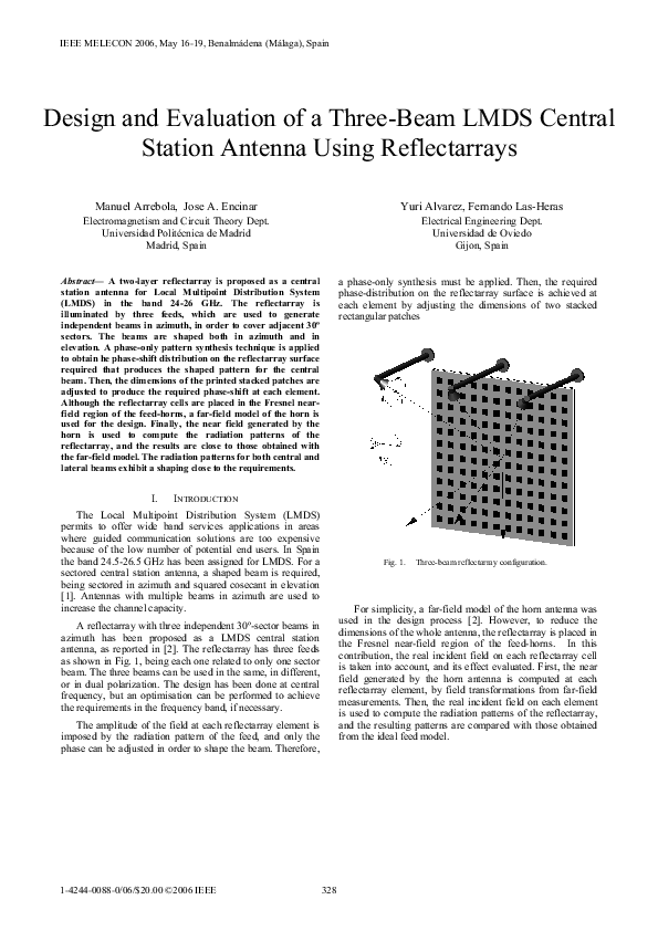 (PDF) Design and evaluation of a three-beam LMDS central station antenna using reflectarrays