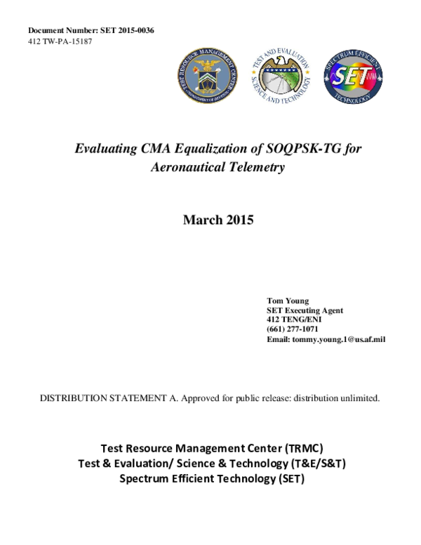 (PDF) Evaluating CMA Equalization of SOQPSK-TG for Aeronautical ...