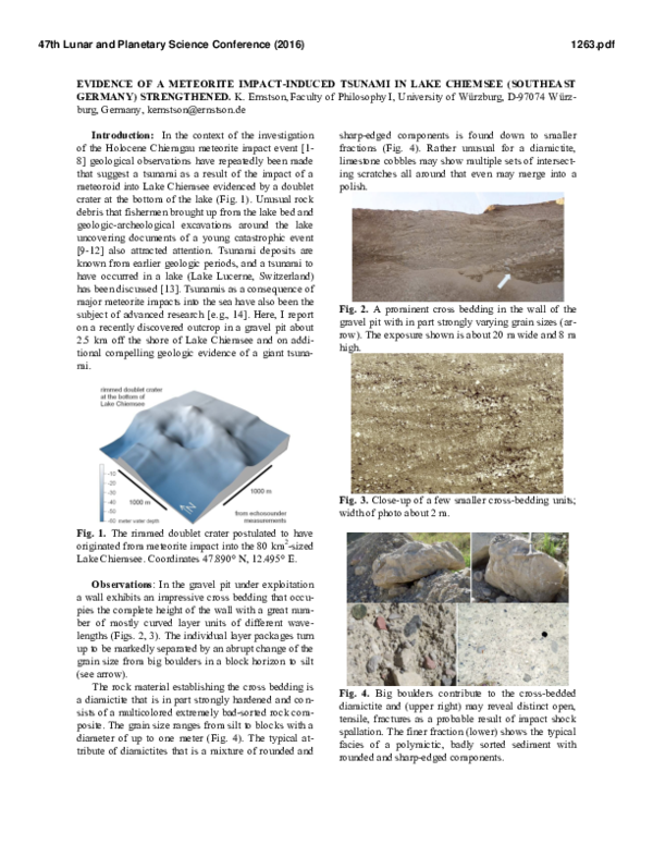 (PDF) EVIDENCE OF A METEORITE IMPACT-INDUCED TSUNAMI IN LAKE CHIEMSEE ...