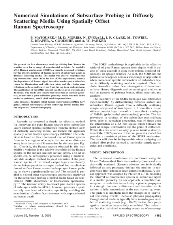 Pdf Numerical Simulations Of Subsurface Probing In Diffusely