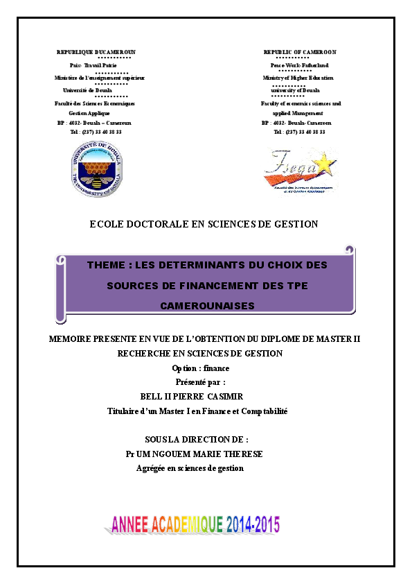 (PDF) MEMOIRE MASTER II RECHERCHE