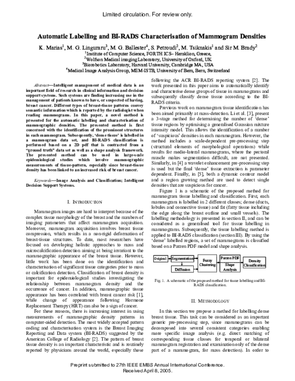 (PDF) Automatic Labelling and BI-RADS Characterisation of Mammogram Densities