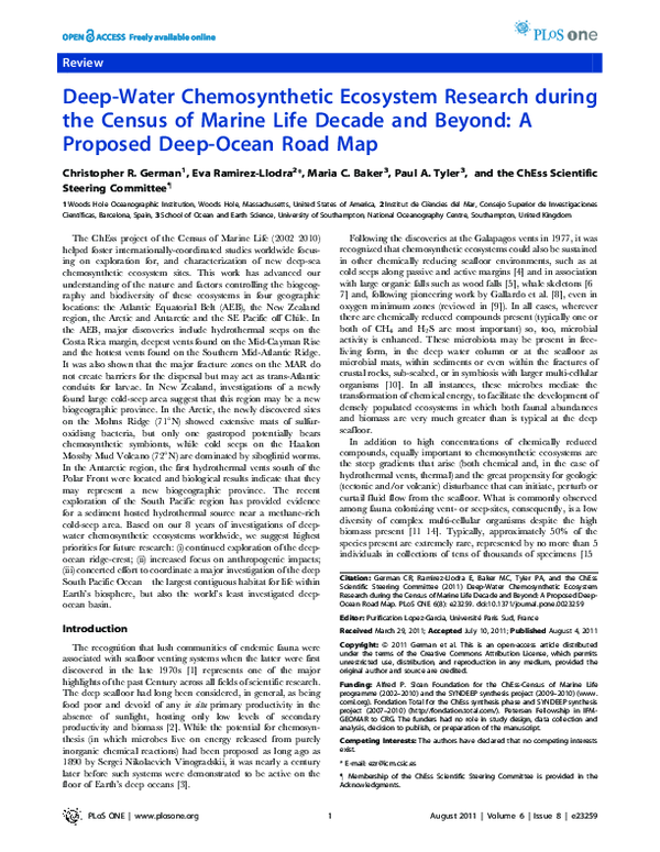 (PDF) Deep-Water Chemosynthetic Ecosystem Research during the Census of ...