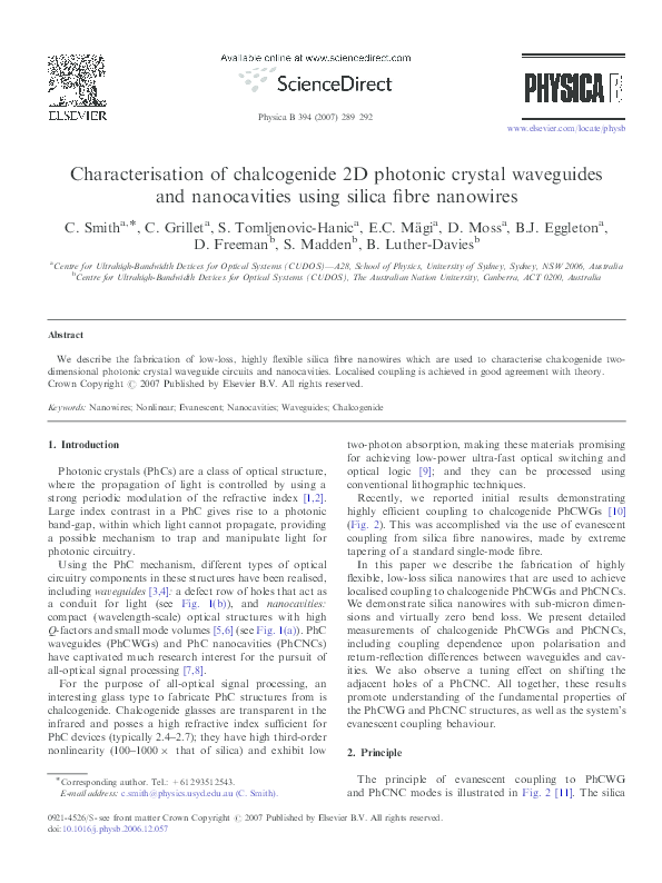 (PDF) Characterisation of chalcogenide 2D photonic crystal waveguides ...