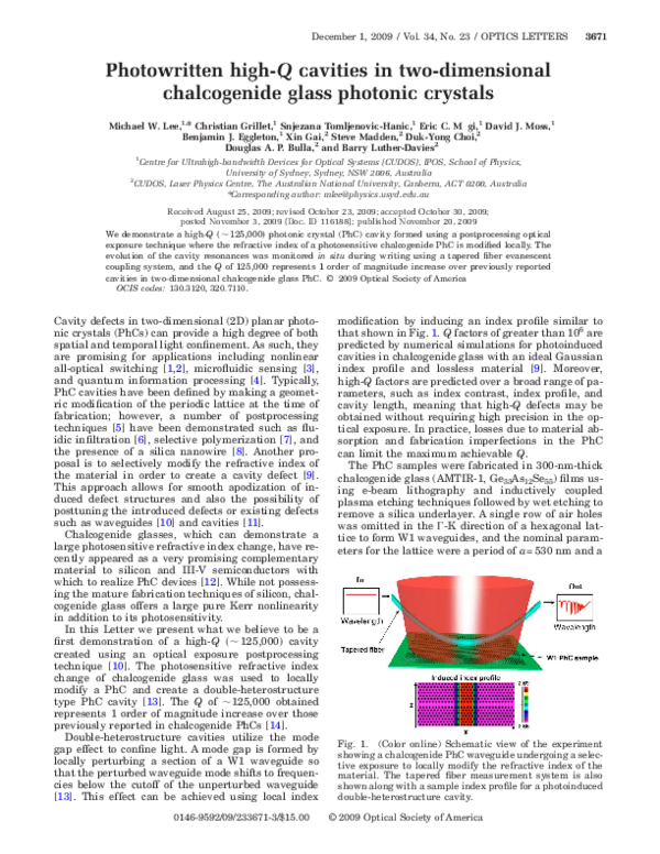 (PDF) Photowritten high-Q cavities in two-dimensional chalcogenide ...