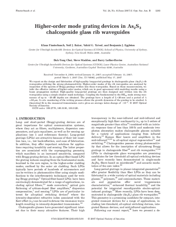 (PDF) Higher-order mode grating devices in As_2S_3 chalcogenide glass rib waveguides