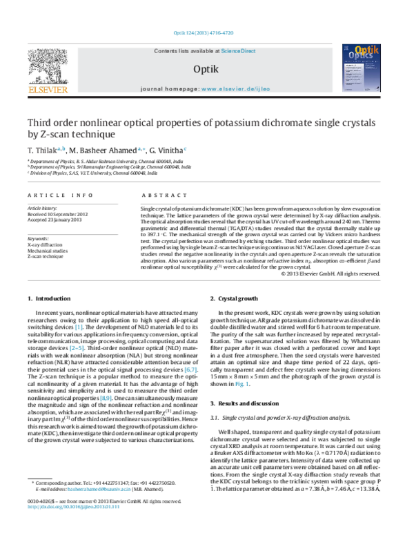 (PDF) Third Order Nonlinear Optical Properties of Polycrystalline Octithiophene Thin Films ...