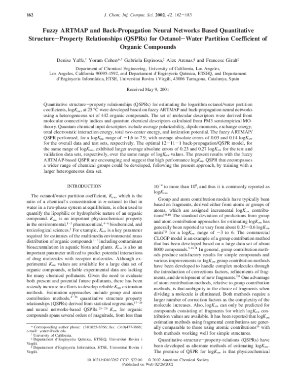 Pdf Fuzzy Artmap And Back Propagation Neural Networks Based Quantitative Structure Property