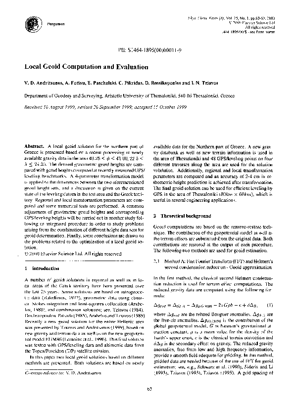 (PDF) Local geoid computation and evaluation