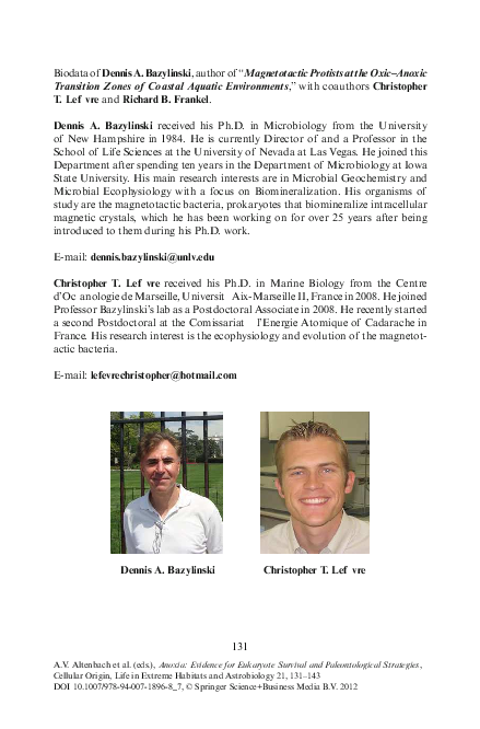 (PDF) Magnetotactic Protists at the Oxic–Anoxic Transition Zones of ...