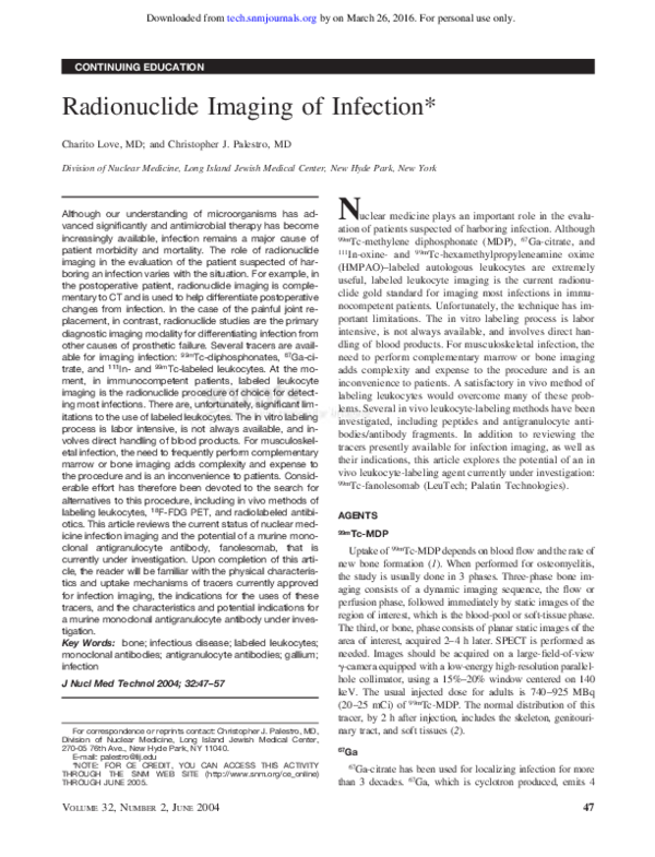 (PDF) Radionuclide imaging of infection
