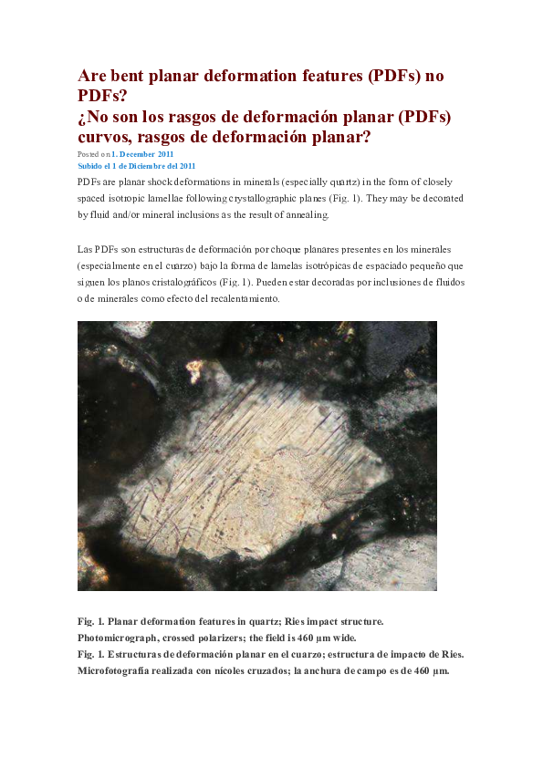 (PDF) Are bent planar deformation features no PDFs?