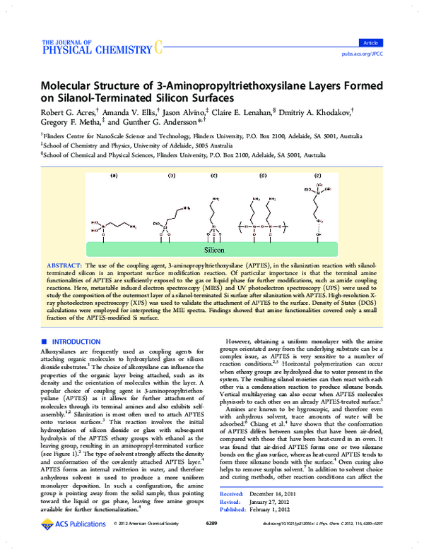 (PDF) Molecular Structure of 3-Aminopropyltriethoxysilane Layers Formed ...