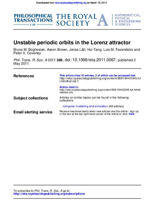 (PDF) Unstable periodic orbits in the Lorenz attractor
