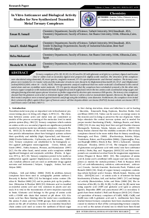 (PDF) IJSR -INTERNATIONAL JOURNAL OF SCIENTIFIC RESEARCH Chemistry In ...