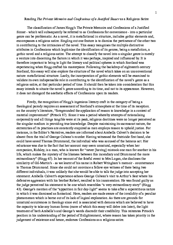 (PDF) James Hogg's "Confessions of A Justified Sinner"