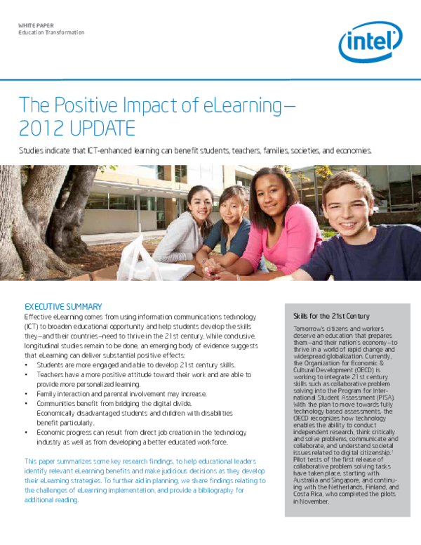(PDF) The Positive Impact of eLearning— 2012 UPDATE EXECUTIVE SUMMARY