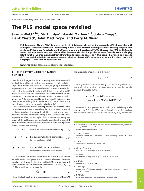 (PDF) The PLS model space revisited