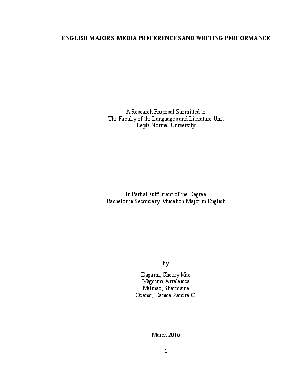 (DOC) ENGLISH MAJORS' MEDIA PREFERENCES AND WRITING PERFORMANCE ...
