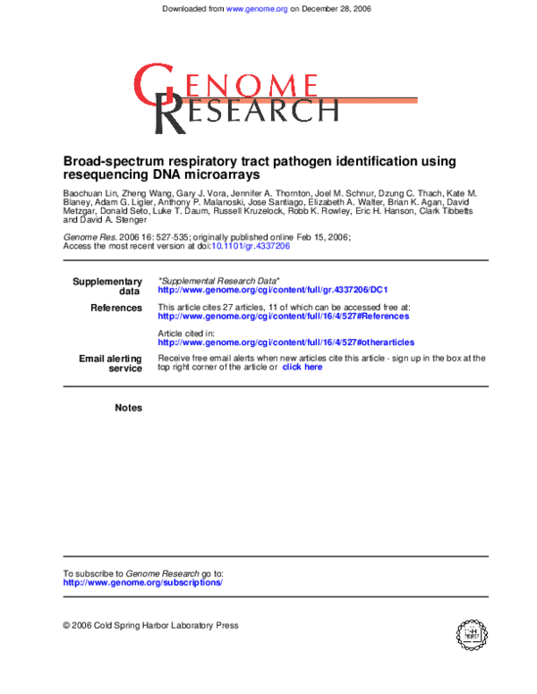 (PDF) Broad-spectrum respiratory tract pathogen identification using resequencing DNA microarrays