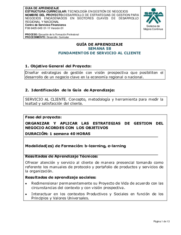 (PDF) GUÍA DE APRENDIZAJE SEMANA 58 FUNDAMENTOS DE SERVICIO AL CLIENTE